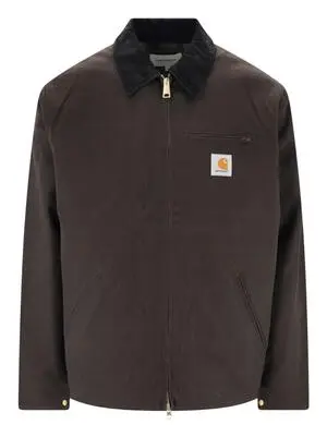 Carhartt Work In Progress Canvas Zip Jacket With Pointed Collar - Brown