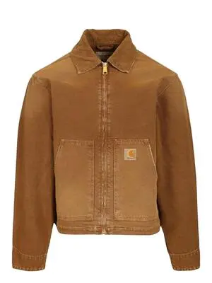 Carhartt Work In Progress CARHARTT WIP Canvas Zip Jacket With Pointed Collar Hamilton Brown
