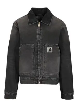Carhartt Work In Progress CARHARTT WIP Canvas Chore Jacket With Pointed Collar And Zip Front Black-black