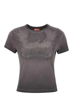DIESEL® Distressed Graphic Crewneck T-shirt - Plum/purple