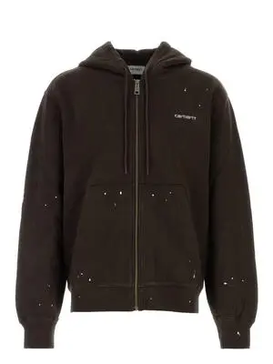 Carhartt Work In Progress CARHARTT WIP Carpenter-Style Hooded Zip-Up Jacket Brown