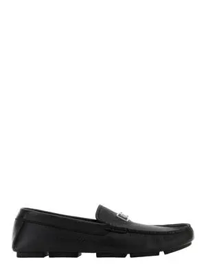 Dolce & Gabbana Deer Leather Loafers With Rubber Sole - Black