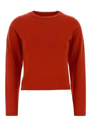 Extreme Cashmere EXTREME CASHMERE Crew Neck Cashmere-Cotton Blend Knit Sweater Red