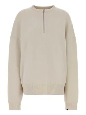 Extreme Cashmere Oversize Quarter Zip Cashmere Blend Sweater - White