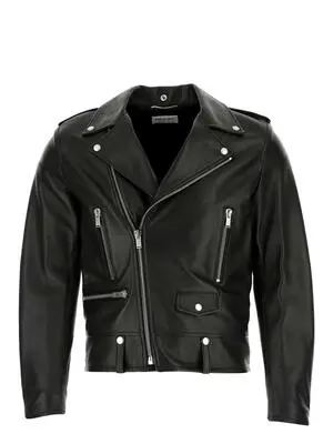 Saint Laurent Lamb Leather Biker Jacket With Cupro Lining - Black