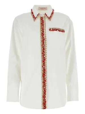 Valentino Garavani Embellished Cotton Poplin Shirt - White
