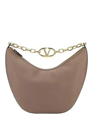 Valentino Garavani VALENTINO GARAVANI Antiqued Leather Medium Hobo Handbag Pink