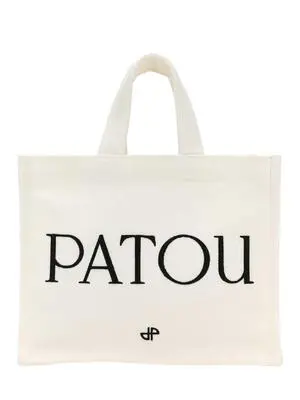 PATOU Mini Canvas Tote Handbag - White