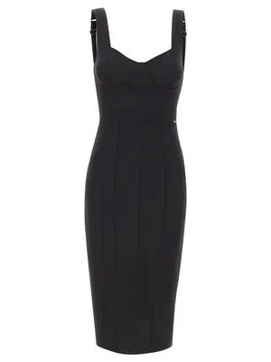 Elisabetta Franchi Fitted Sleeveless Midi Dress - Nero