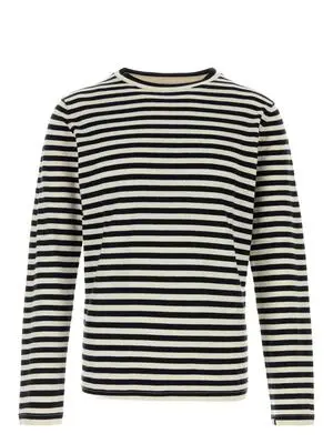 EXTREME CASHMERE EXTREME CASHMERE Embroidered Cotton-Cashmere Striped Long Sleeve Sweater