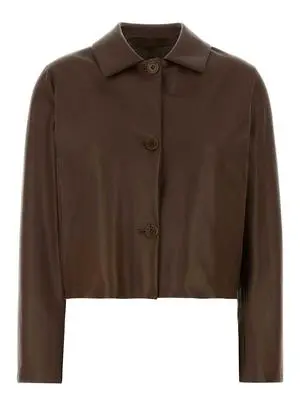 SALVATORE SANTORO Ovine Leather Jacket With Classic Collar - Brown