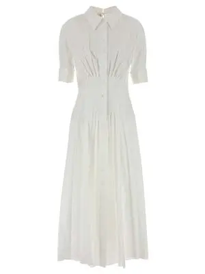 Marni Poplin Shirt Dress With Classic Collar - White