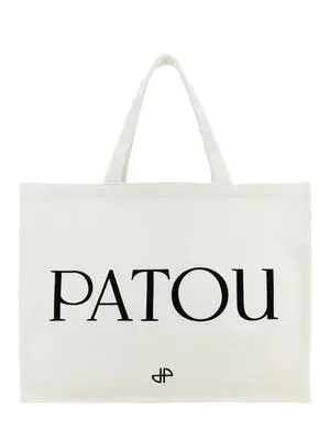 PATOU Cotton Shopping Handbag - White