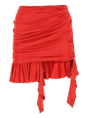 ANDREĀDAMO Viscose Mini Skirt - Red