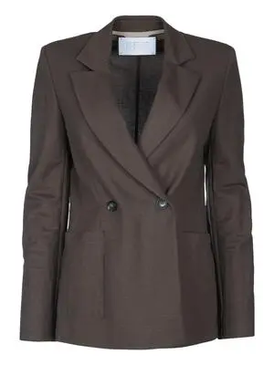 Harris Wharf London Double-breasted Rayon Blend Blazer - Ebonygrey