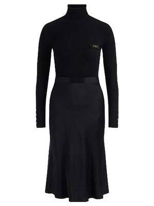 Elisabetta Franchi Knit Dress With Tie Detail And Buttoned Pockets - Black