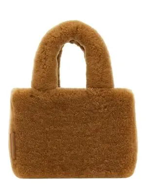 Amina Muaddi Giuly Mini Shearling Handbag - Camel