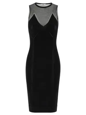 ELISABETTA FRANCHI ELISABETTA FRANCHI Knit Midi Dress With Mesh Overlay