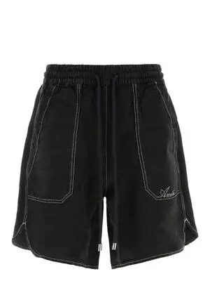 Amiri Bermuda Shorts With Drawstring Waist And Contrast Stitching - Black