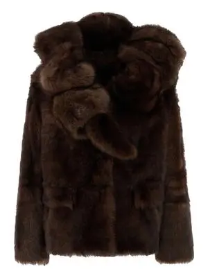 Prada Shearling Leather Jacket - Brown