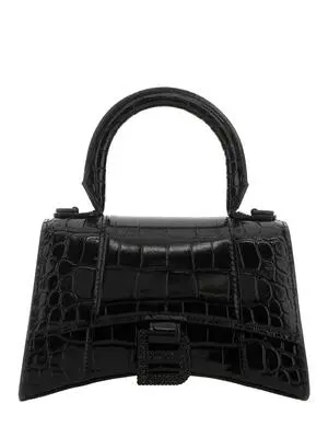 Balenciaga Leather Xs Hourglass Mini Handbag - Black