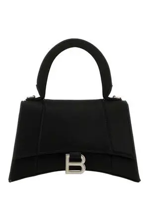 Balenciaga Mini Hourglass Shoulder Bag In Satin - Black