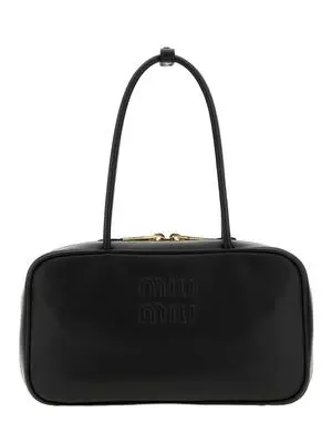 Miu Miu 100% Calfskin Leather Shoulder Handbag - Black