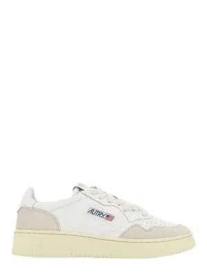 AUTRY AUTRY Medalist Leather And Suede Lace-Up Sneakers Multicoloured