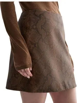 Veronica De Piante Cecily Snake Print Leather Mini Skirt - Camel