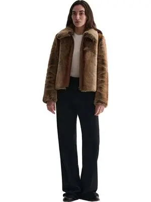 VERONICA DE PIANTE Veronica De Piante Mireia Cropped Faux Fur Jacket With Leather Trim