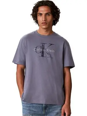 Calvin Klein Distressed Monologo Graphic Tee - Grisaille