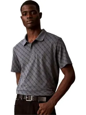 Calvin Klein Liquid Touch Monogram Logo Polo Shirt - Turbulence