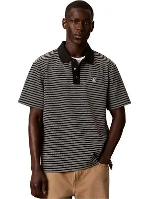 Calvin Klein Ottoman Stripe Polo Shirt - Black