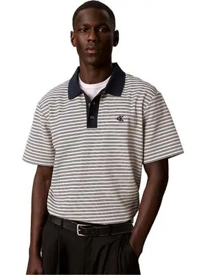 Calvin Klein Ottoman Stripe Polo Shirt - Chalk