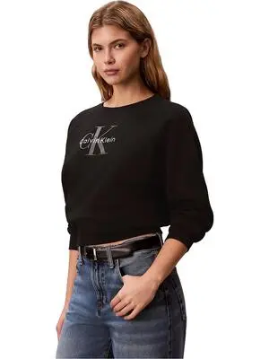 Calvin Klein Monologo Relaxed Crewneck Sweatshirt - Black