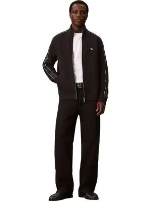 Calvin Klein Logo Tape Zip-up Jacket - Black