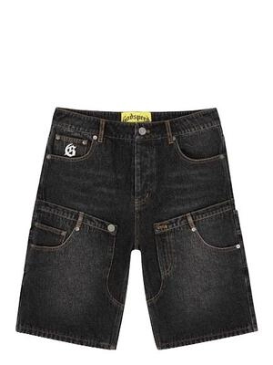 GODSPEED Paneled Denim Shorts - Black