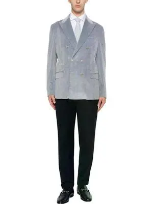 Eleventy Double-breasted Corduroy Blazer - Blue