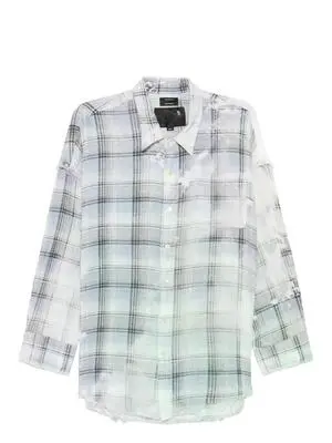 R13 Shredded-seam Bleached-plaid Shirt - White
