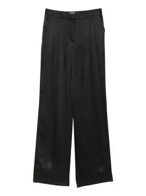 TOM FORD Silk Pleated Wide-leg Trousers - Black