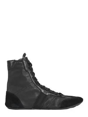 Gucci Gucci Suede And Leather High-Top Sneakers Black