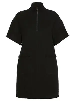 Max Mara Max Mara Wool Jersey Sweatshirt Dress With Zip Neck Black