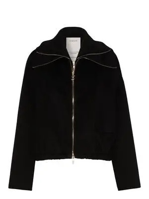 Max Mara Wool Bomber Jacket With Removable Bib - Black