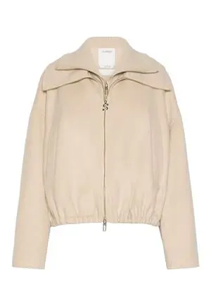 Max Mara Wool Bomber Jacket With Removable Bib - Beige