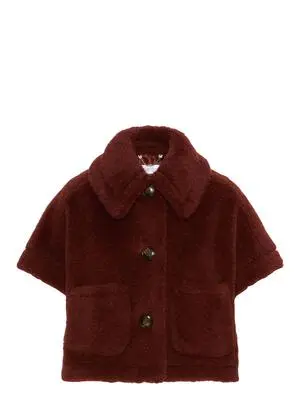 MAX MARA Max Mara Alpaca And Wool Teddy Fabric Boxy Cape