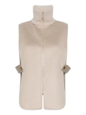 Max Mara Max Mara Sleeveless Cashmere Cape With High Neck Beige