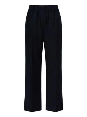 Max Mara Stretch Wool Flannel Trousers - Navy