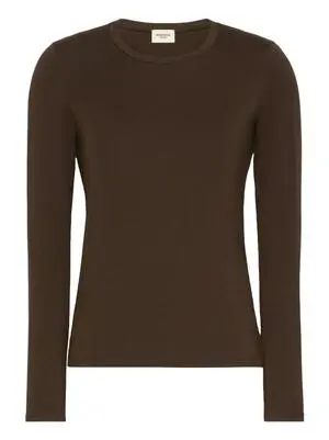 Max Mara Max Mara Stretch Viscose Jersey T-shirt With Butterfly Logo Detail Dark Brown