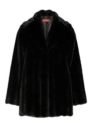 Max Mara Fluffy Textured Short Coat - Black