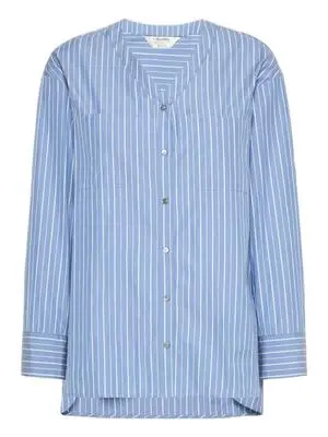 Max Mara Striped Cotton Poplin Shirt - Light Blue